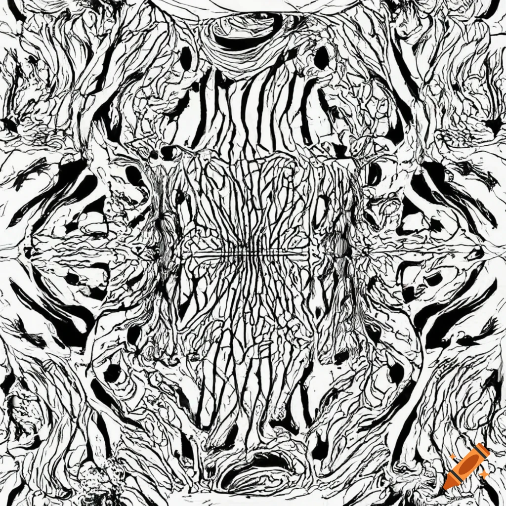 Detailed line art of insects in multiple rows on Craiyon