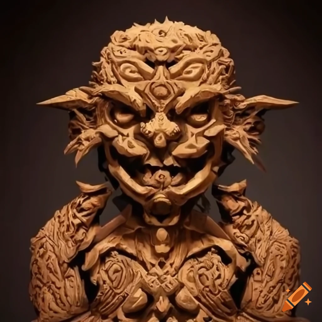 Intricate carving of a zelda game boss on Craiyon