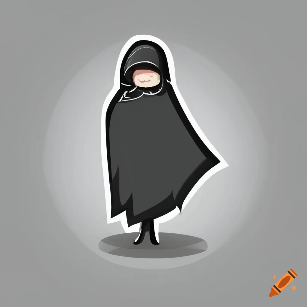 Cartoon symbol of a cloak in black and white on Craiyon