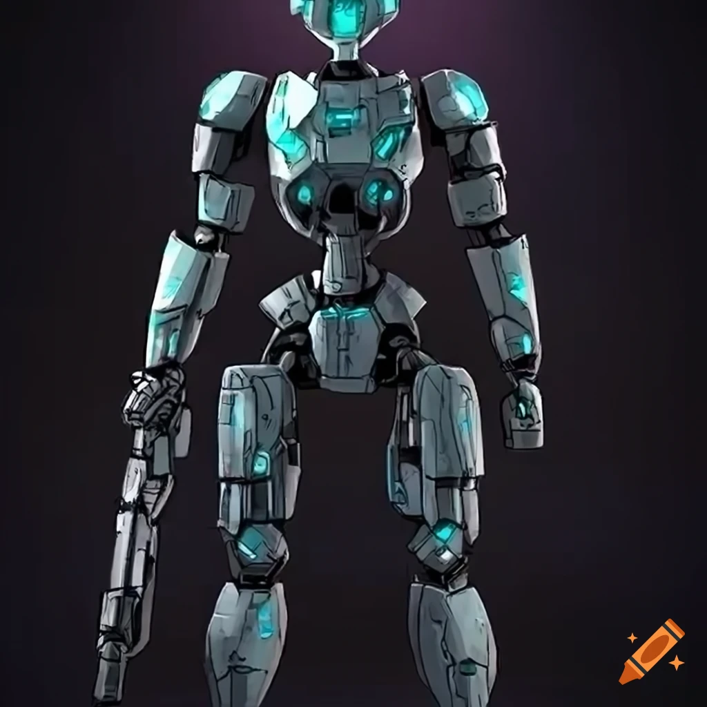 Anime-style robot soldier illustration on Craiyon