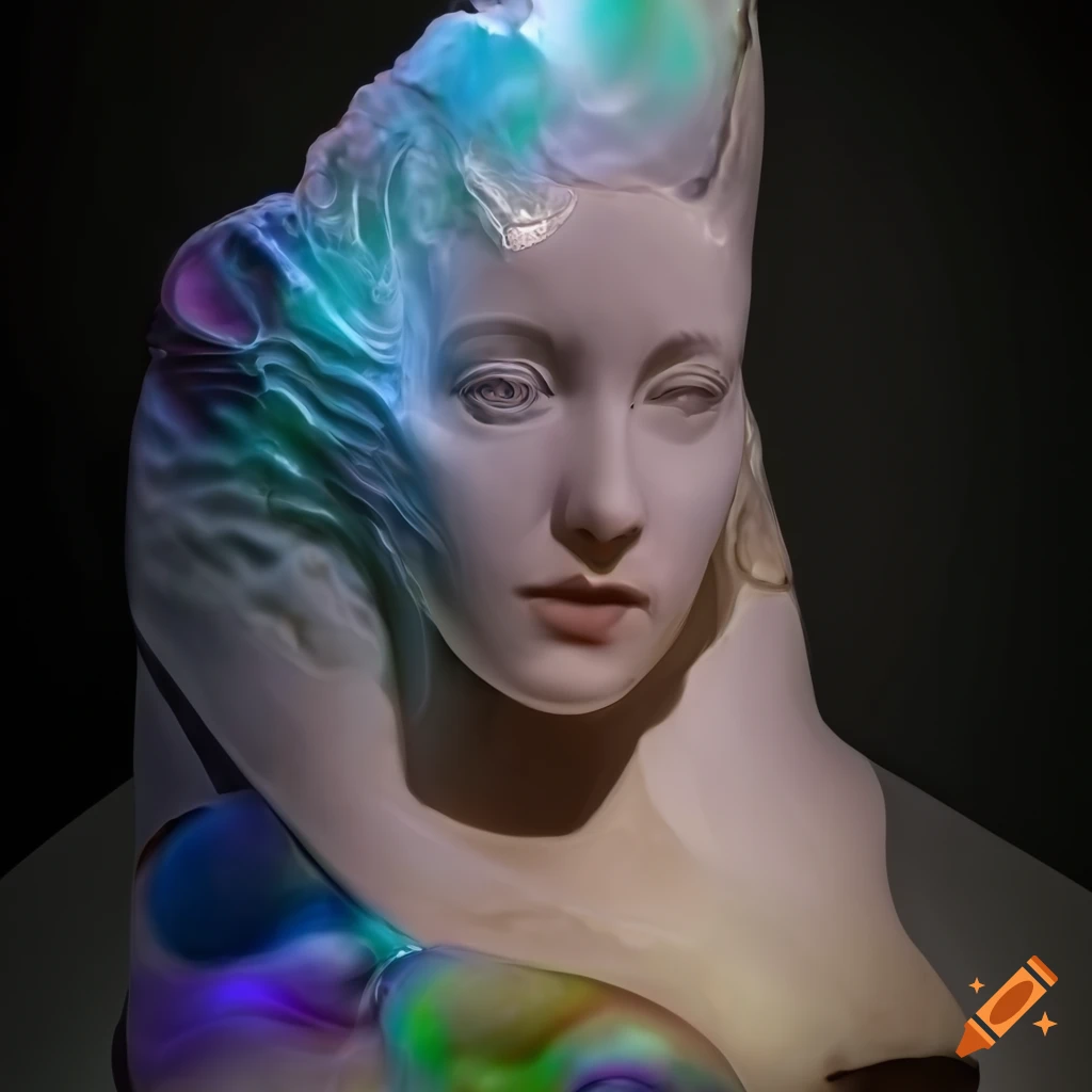 Photo-realistic marble sculpture with vibrant colors on Craiyon