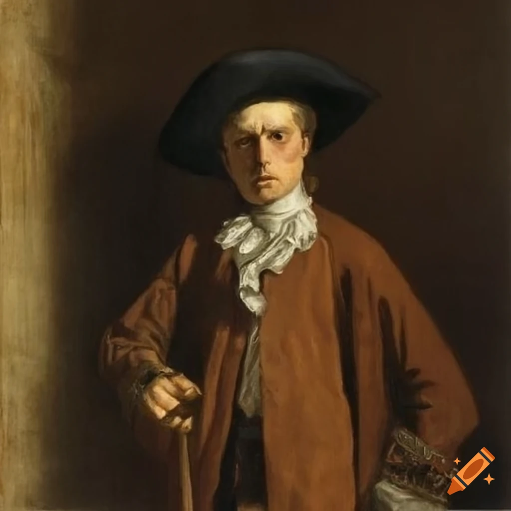 Portrait of a man in 1700s clothing on Craiyon