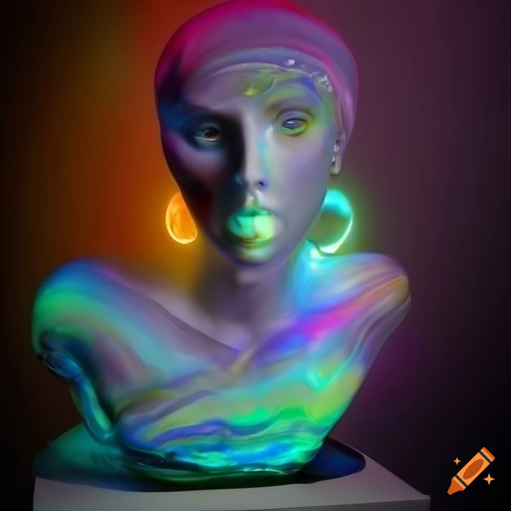 Intricately sculpted marble figures in vibrant colors on Craiyon