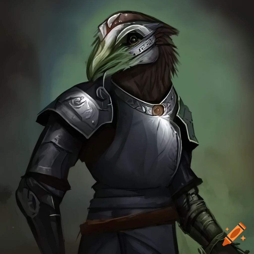 Image of a bird paladin in a medieval setting