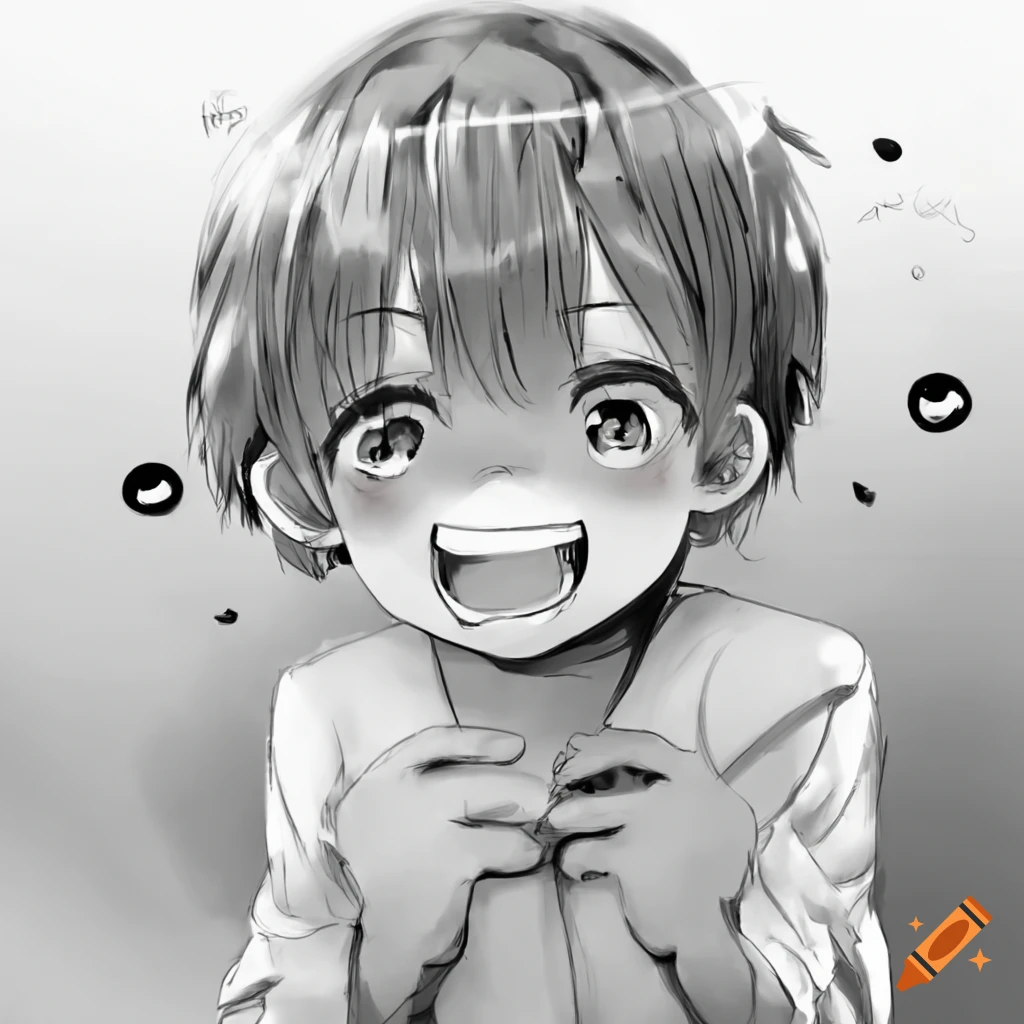 Anime kid laughing uncontrollably on Craiyon