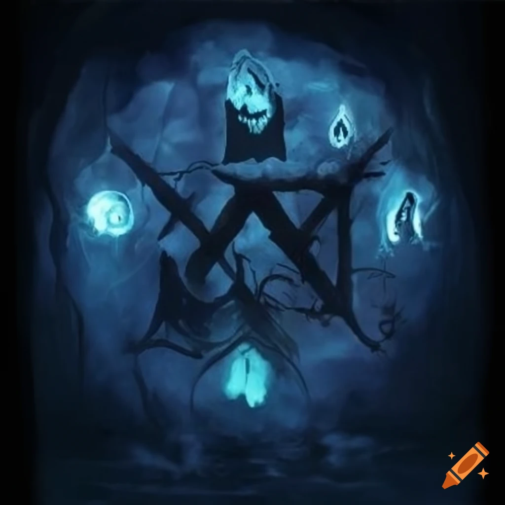 Image of a haunted forest with snow and magic runes