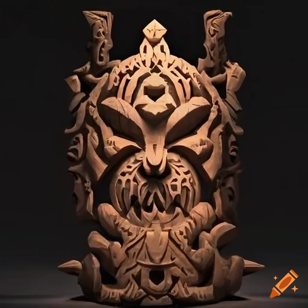Intricate carving of a zelda game boss on Craiyon