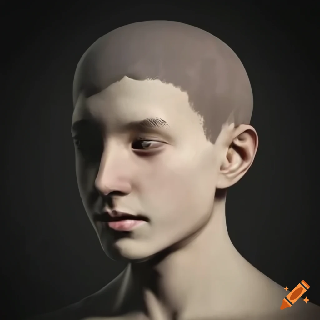 Close-up of a young man's head on Craiyon