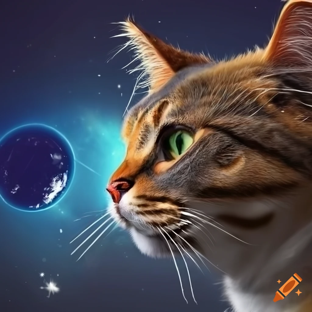 Cat with the earth in the background