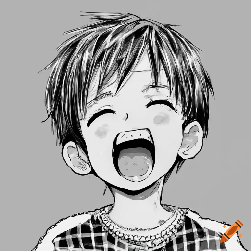 Cute anime kid experiencing tickle on Craiyon