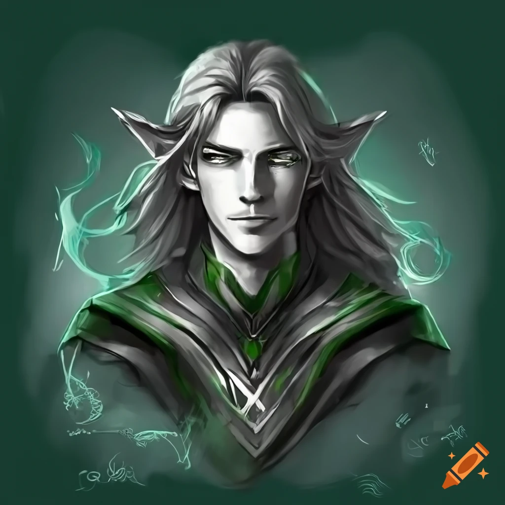 Handsome male elf with blond hair and green eyes on Craiyon