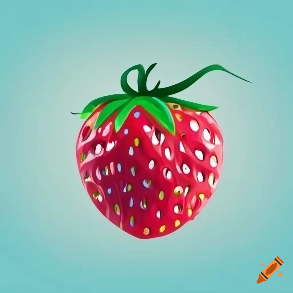 Cute and surreal cartoon strawberry with a smile on Craiyon