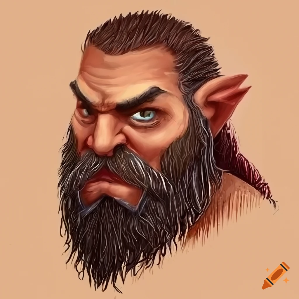 Dwarf dnd character with colorful hair and beard on Craiyon