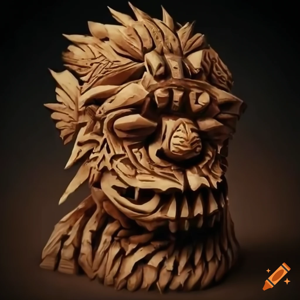 Intricate carving of a zelda game boss