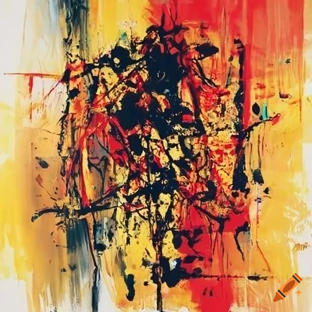 Abstract artwork in the style of jackson pollock