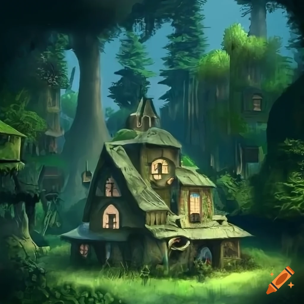 Image of a magical forest city with tree houses on Craiyon