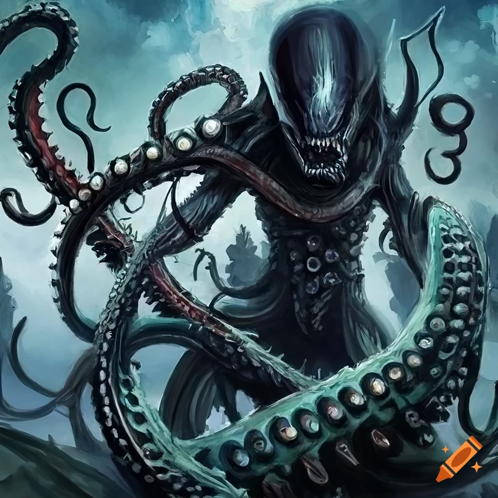 Xenomorph dragon floating in space on Craiyon