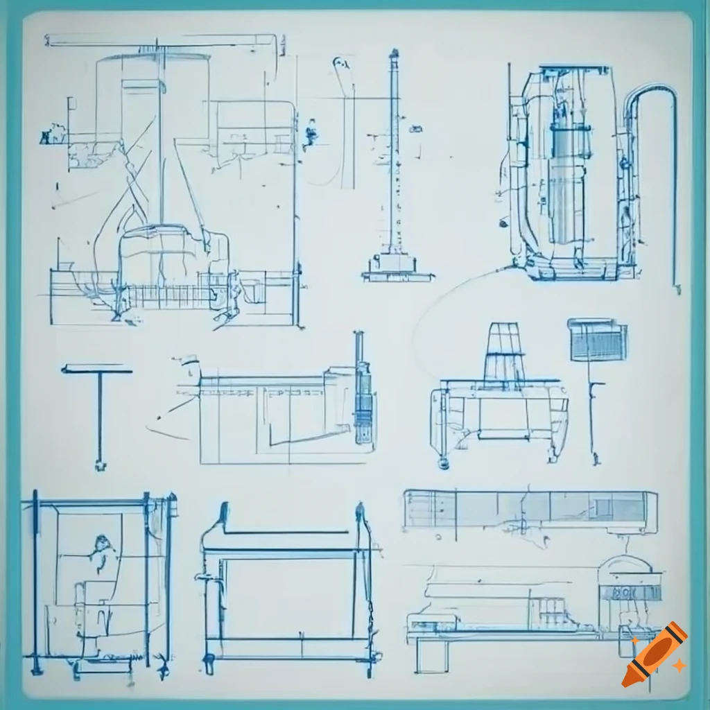 Detailed engineering blueprint of an animatronic musician on Craiyon