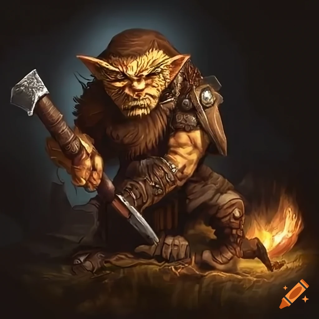 Goblin on steampunk train tracks in a fantasy setting on Craiyon