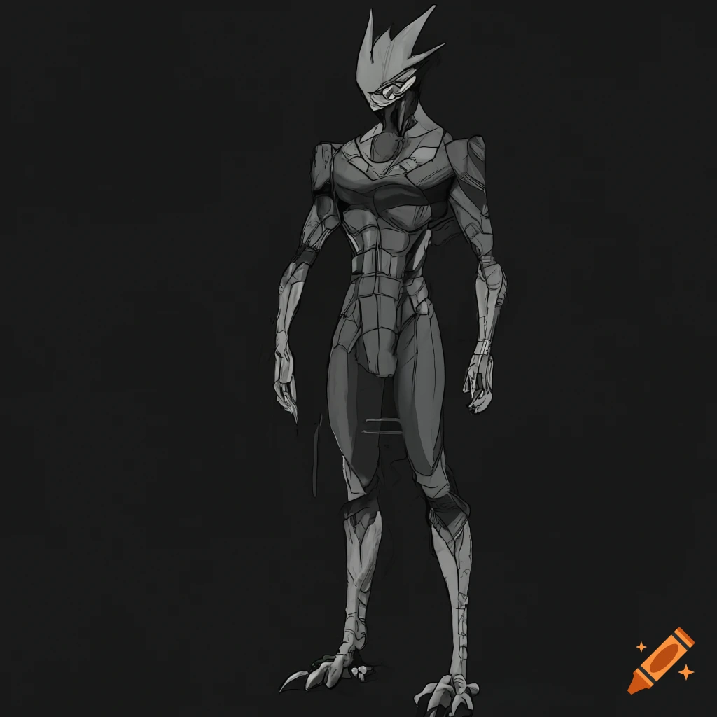 Line art of a lion cyborg ninja on Craiyon
