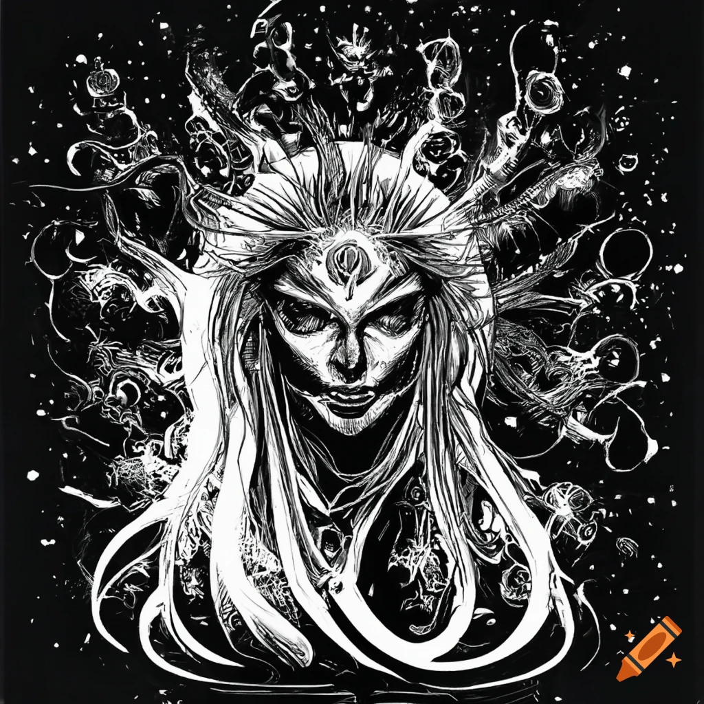 Black and white drawing of a magical divine ray of light on Craiyon