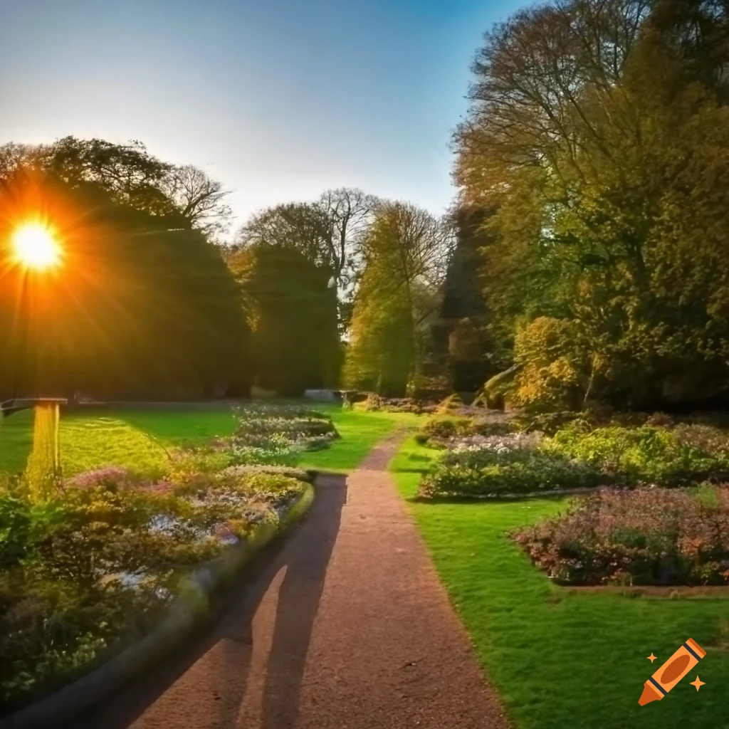 Sunset over knighton park gardens in leicester, england on Craiyon