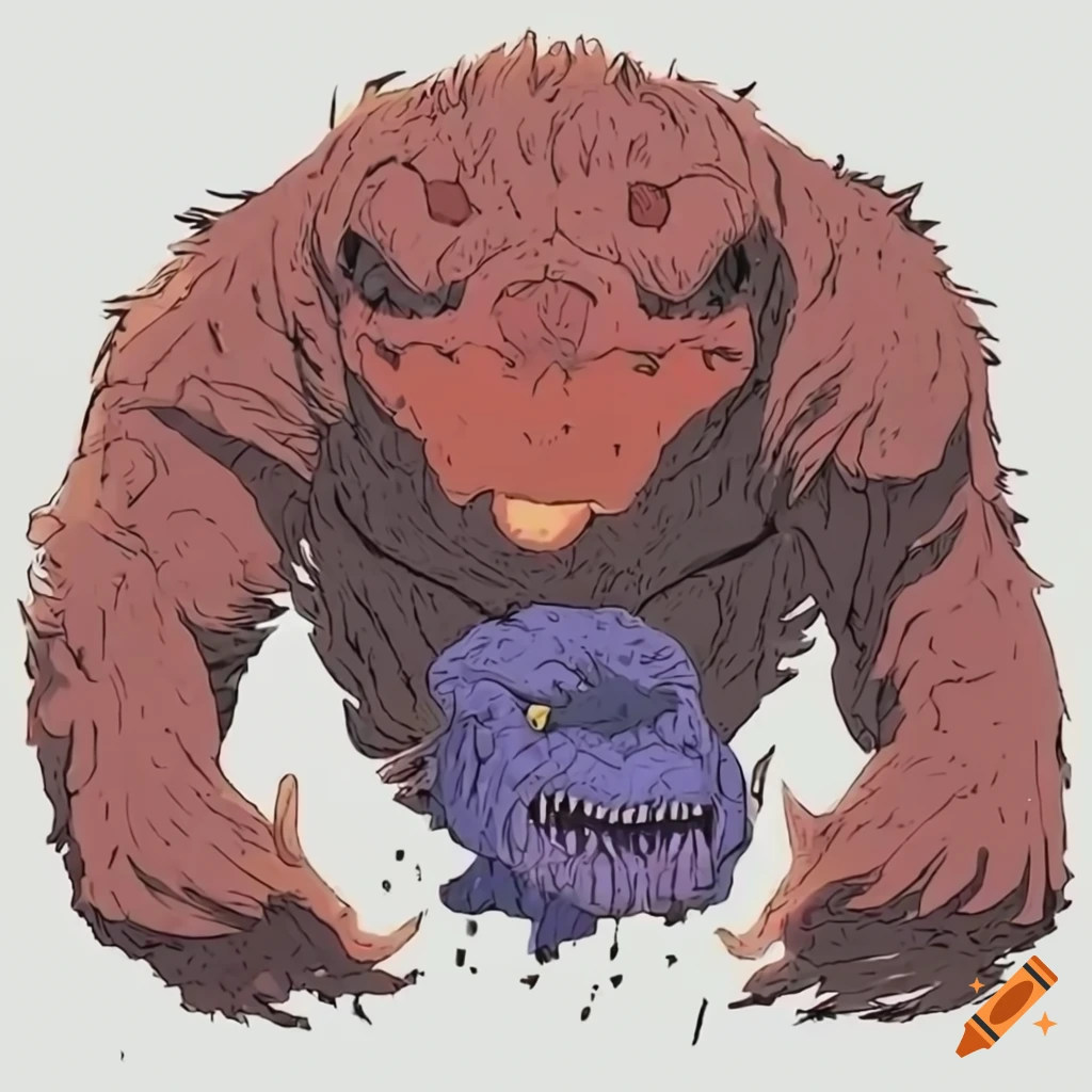 Colorful manga creature on white background