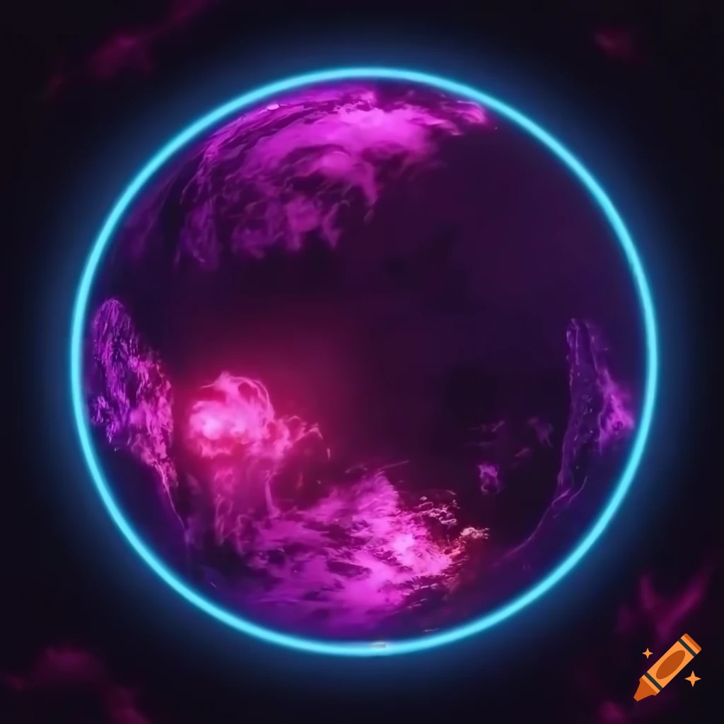 Neon glow of an exploding and falling earth on Craiyon