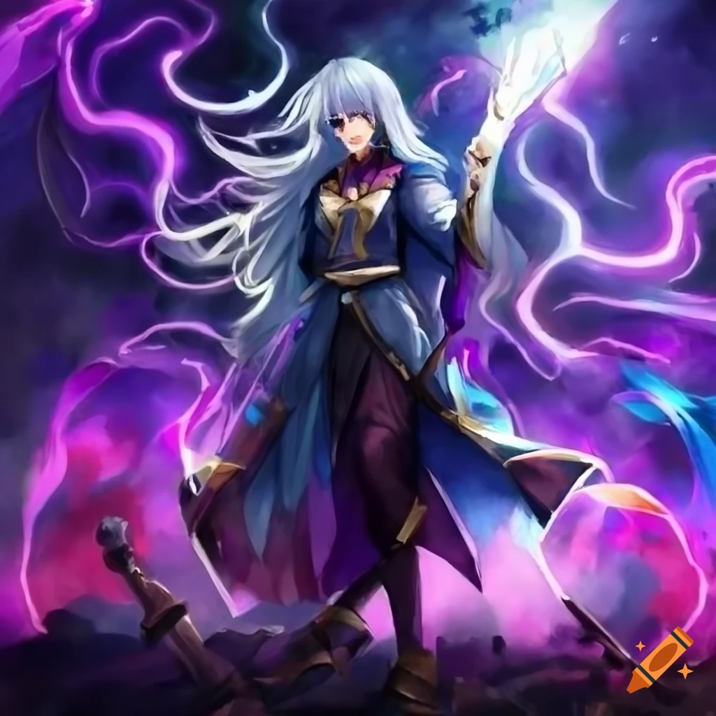 Cartoony purple mage on Craiyon