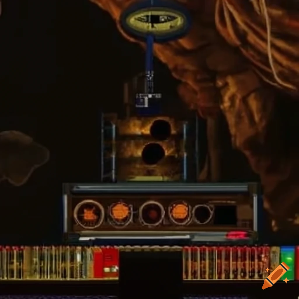 Digital art of a monstrous creature constructed from winamp on Craiyon