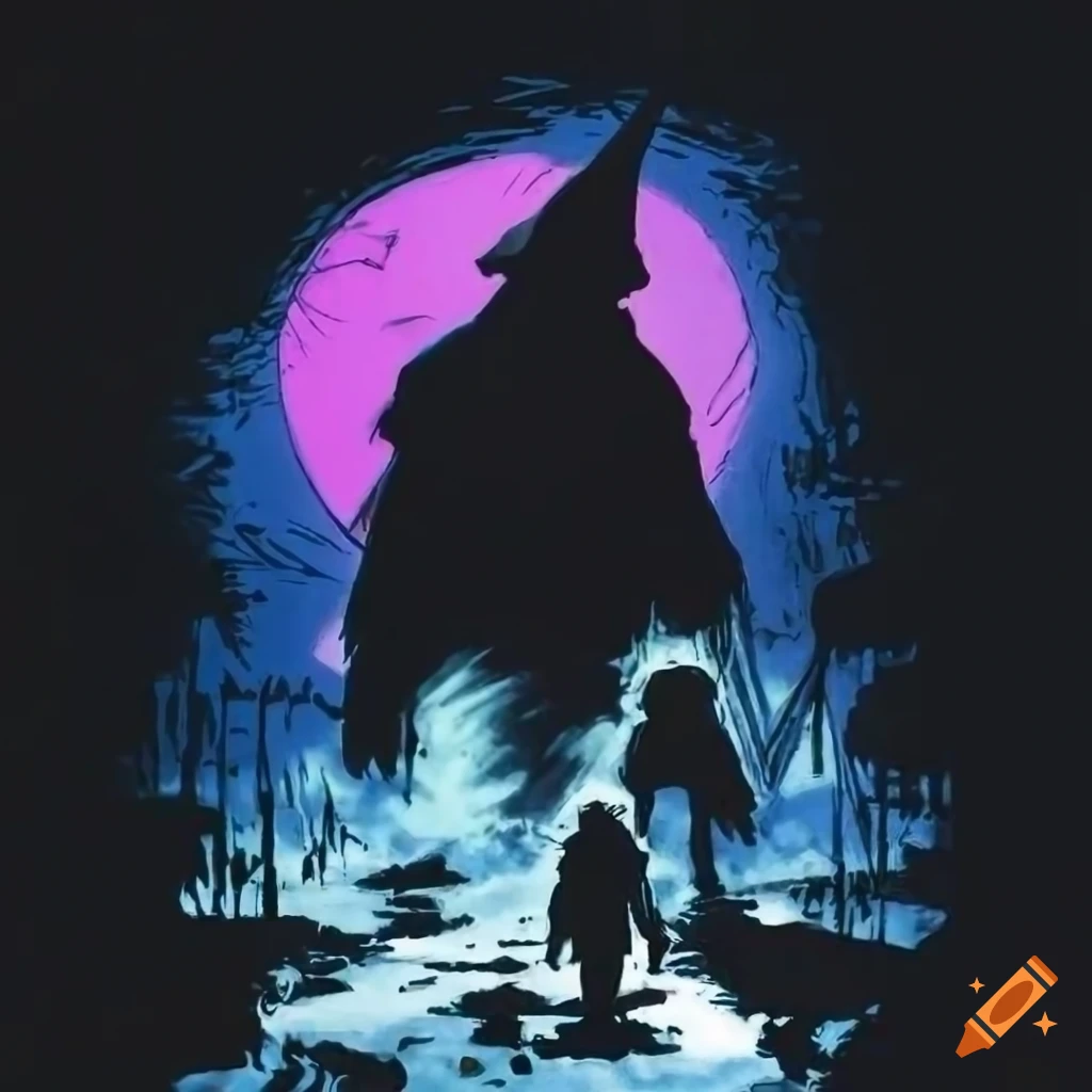 Colorful manga artwork with sharp contrast shadows