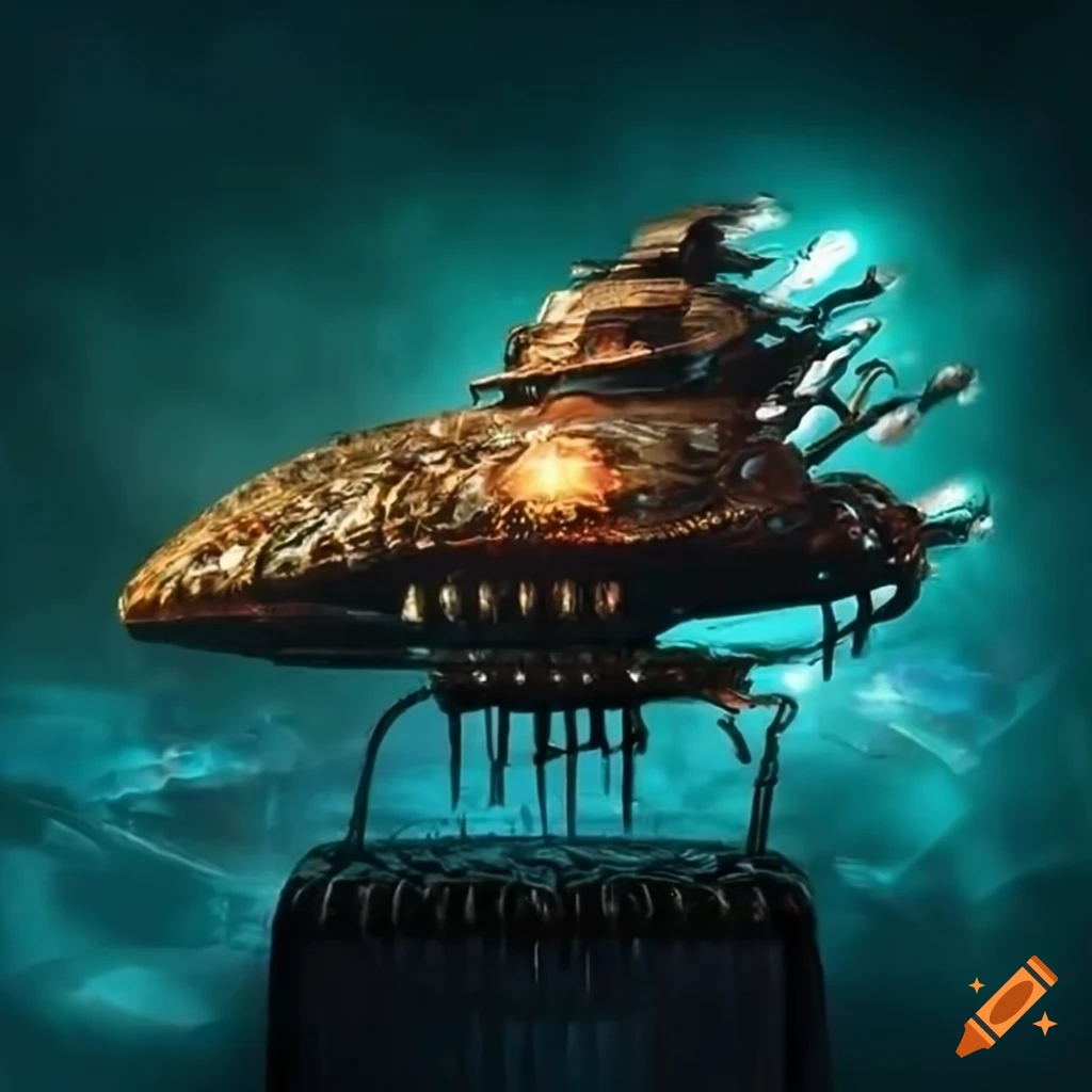 Surreal image of alien machines and spaceship on Craiyon