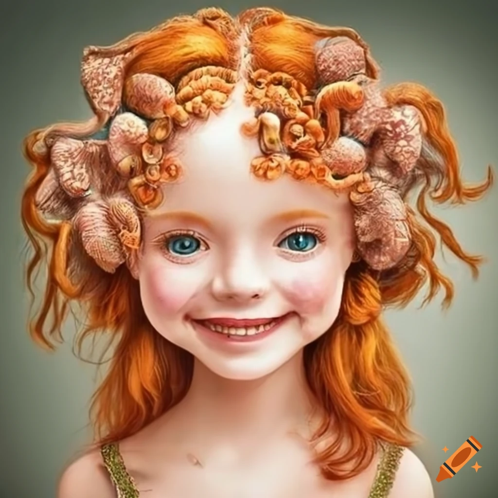 Illustration Of Cute Ginger Haired Dressed Girls