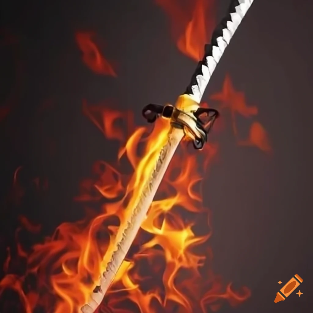 Katana engulfed in flames