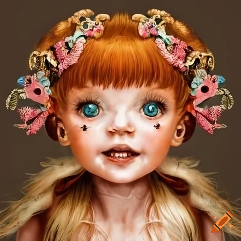 Adorable Illustration Of Smiling Ginger Haired Dressed Girls On Craiyon