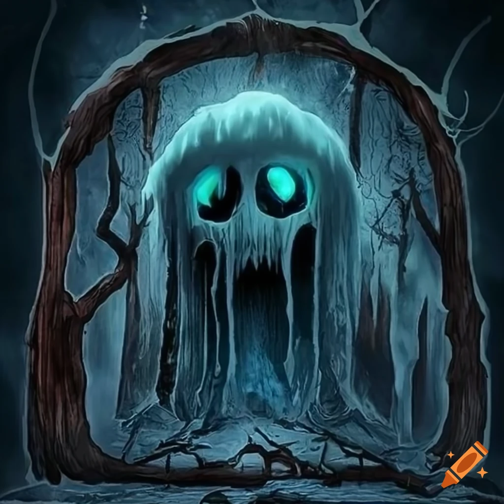 Image of a haunted forest with snow and magic runes