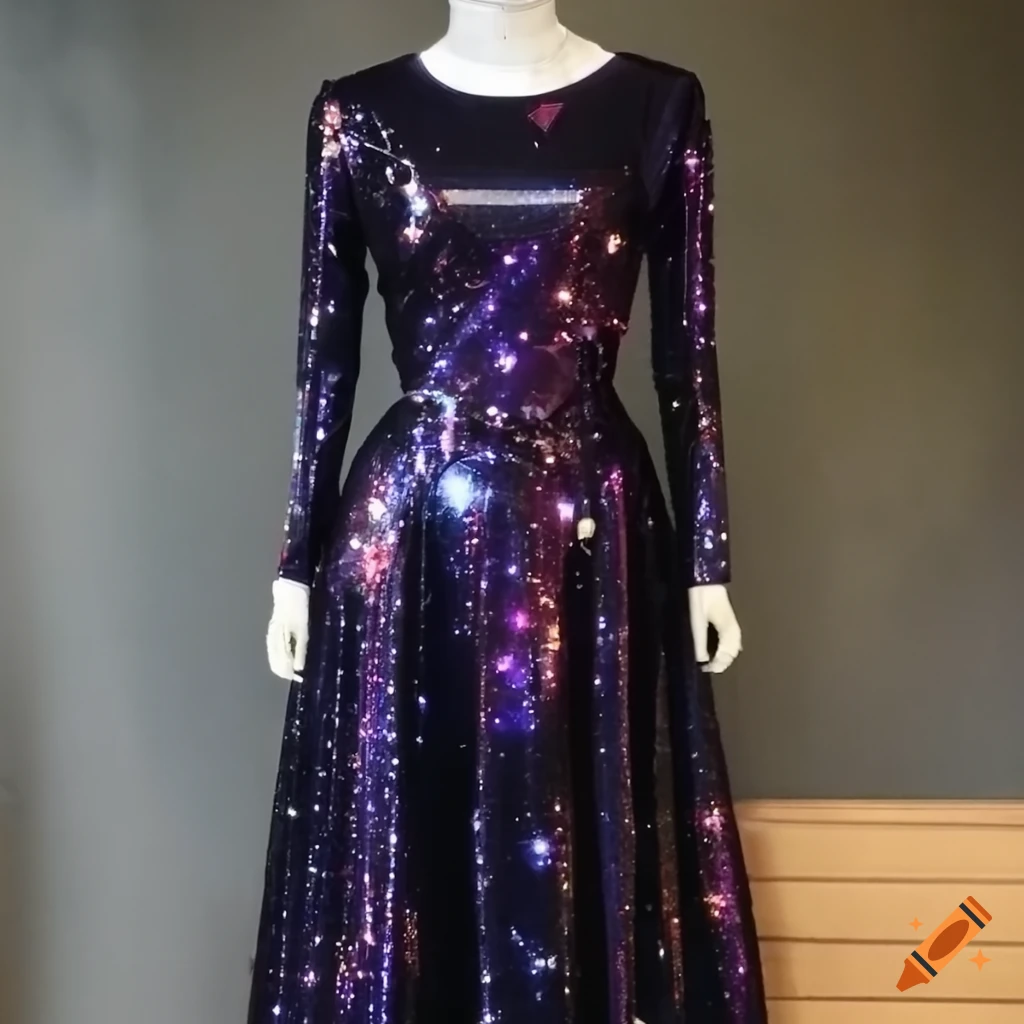 Sparkling galactic dress on a mannequin on Craiyon
