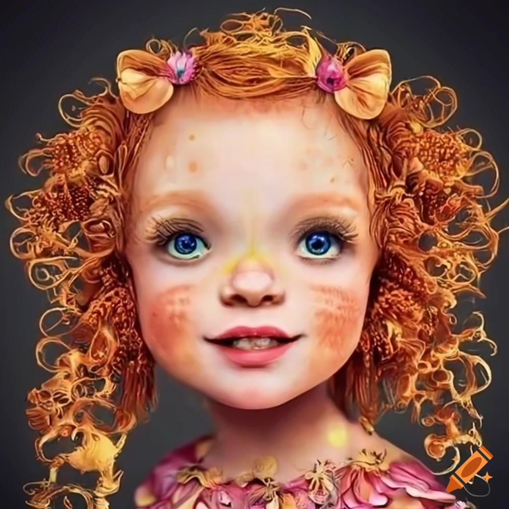 Colorful illustration of smiling girls with unique embellishments on ...