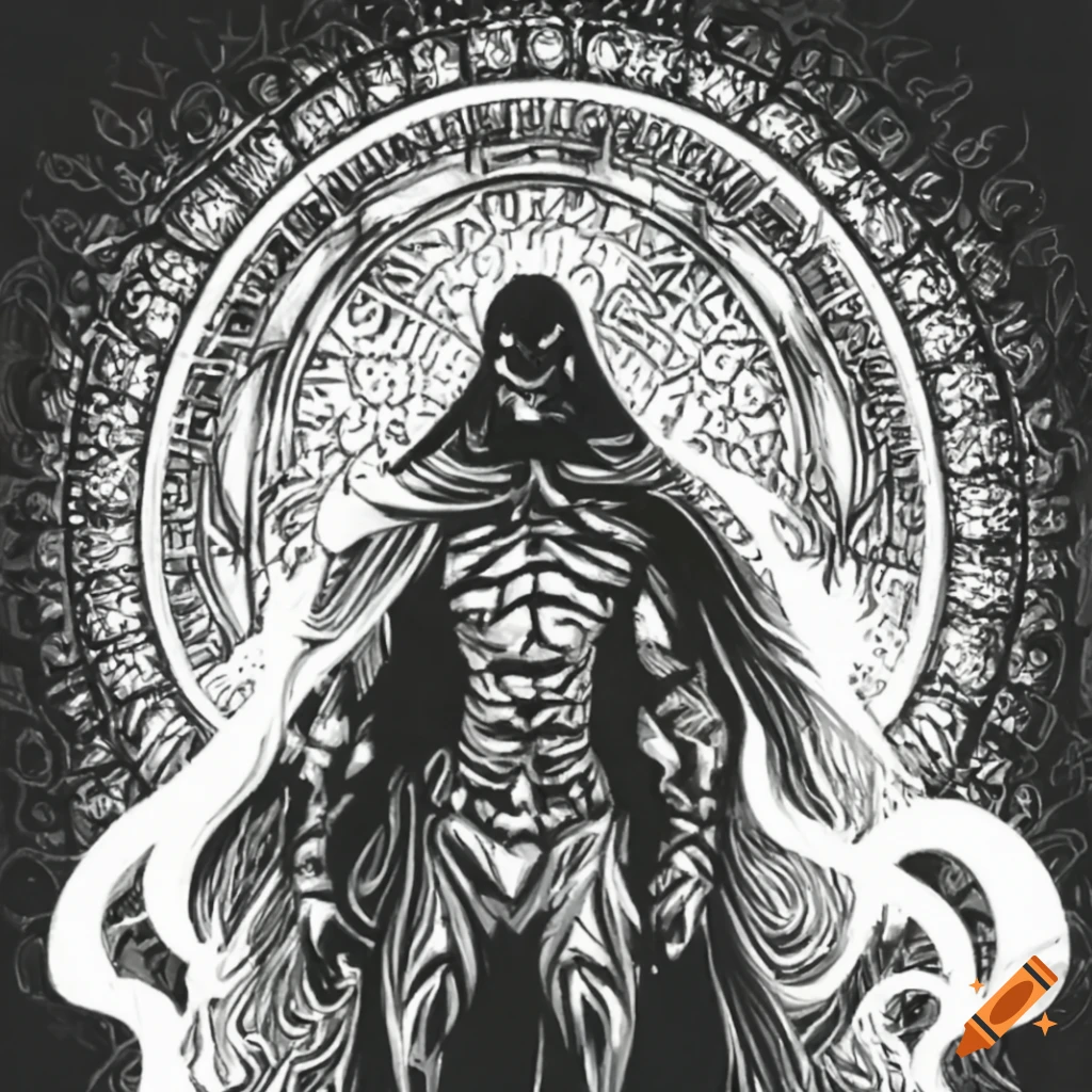 Black and white drawing of a magical divine ray of light on Craiyon