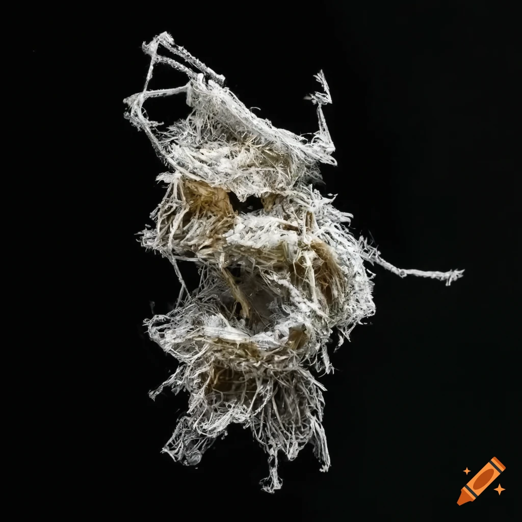 Closeup of frayed asbestos cable insulation