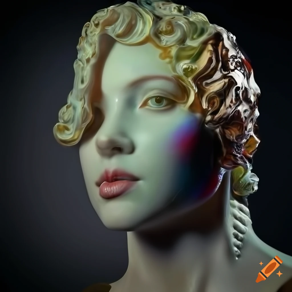 Ultra hd photo-realistic sculpture in veined marble