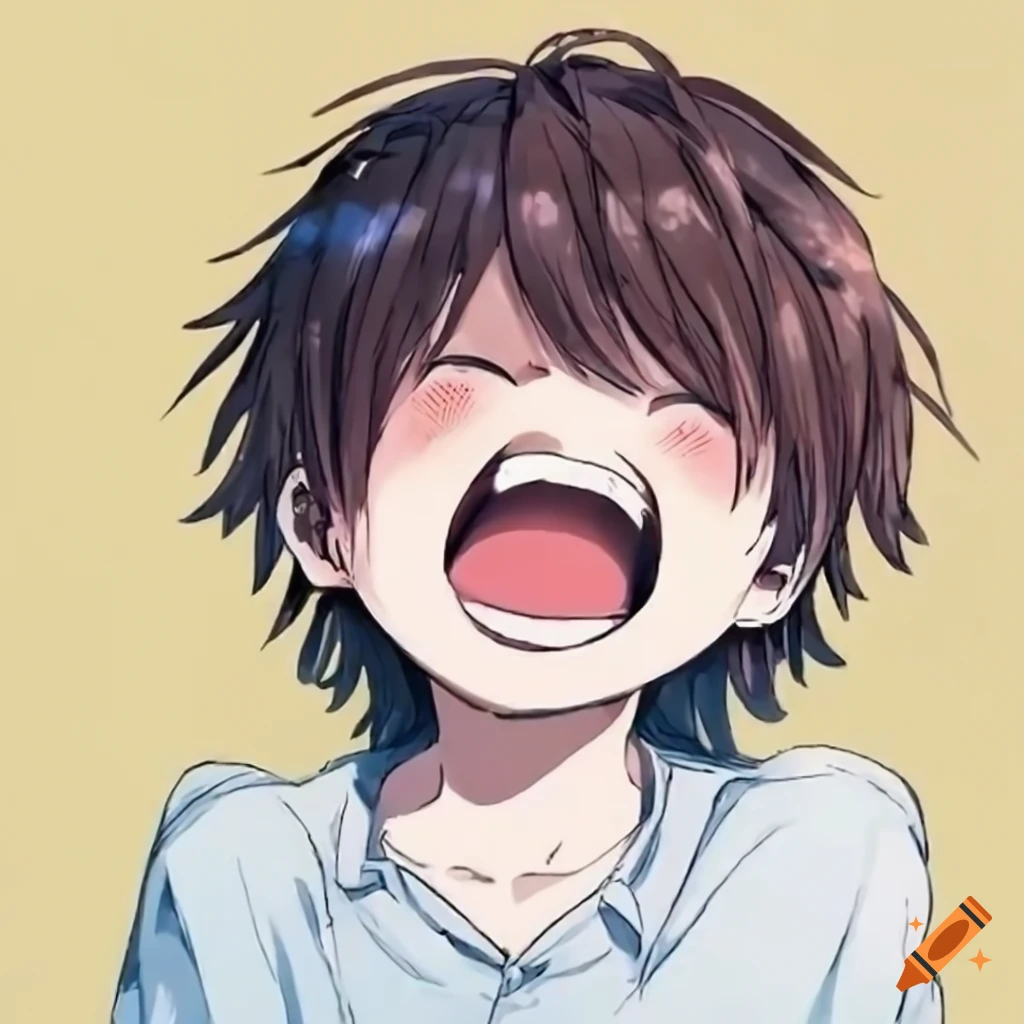 Anime child laughing with raised arms on Craiyon
