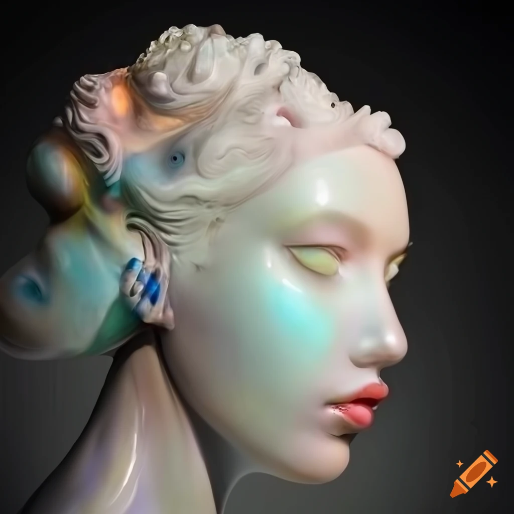 High-quality sculpture with vibrant marble figures on Craiyon