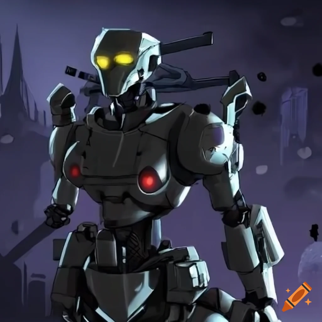 Anime robot soldier illustration on Craiyon