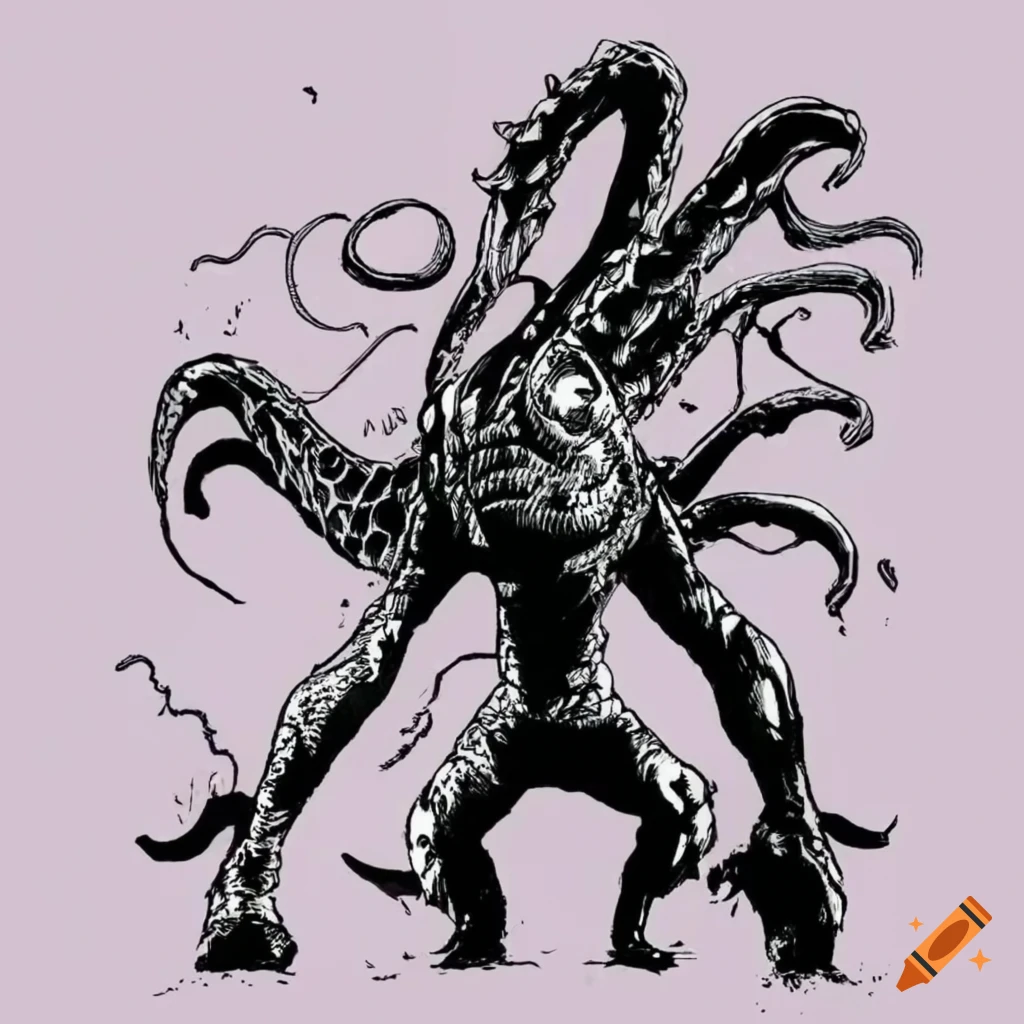 Colorful manga illustration of a strange creature on Craiyon