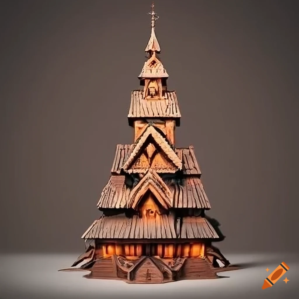 Intricate Christmas-themed architectural stave carving on Craiyon