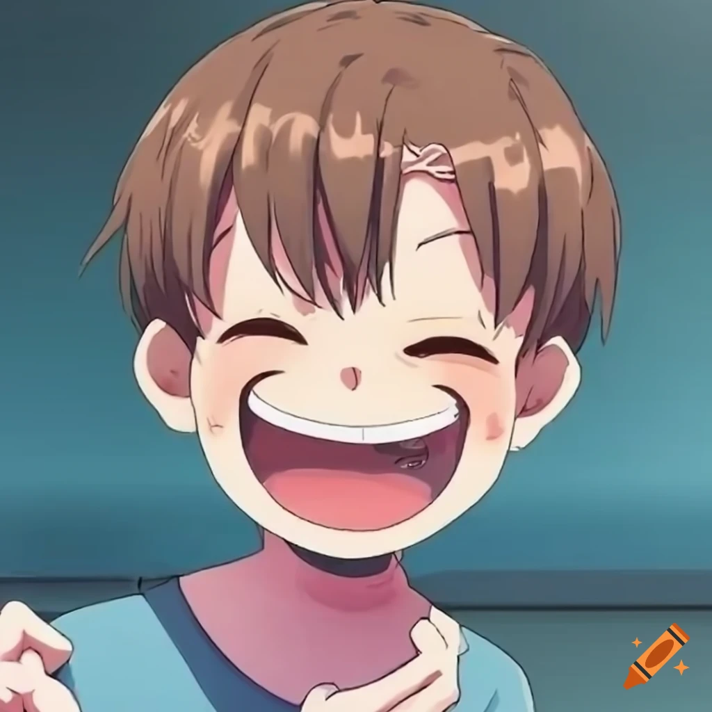 Comic depiction of a worried kid laughing on Craiyon