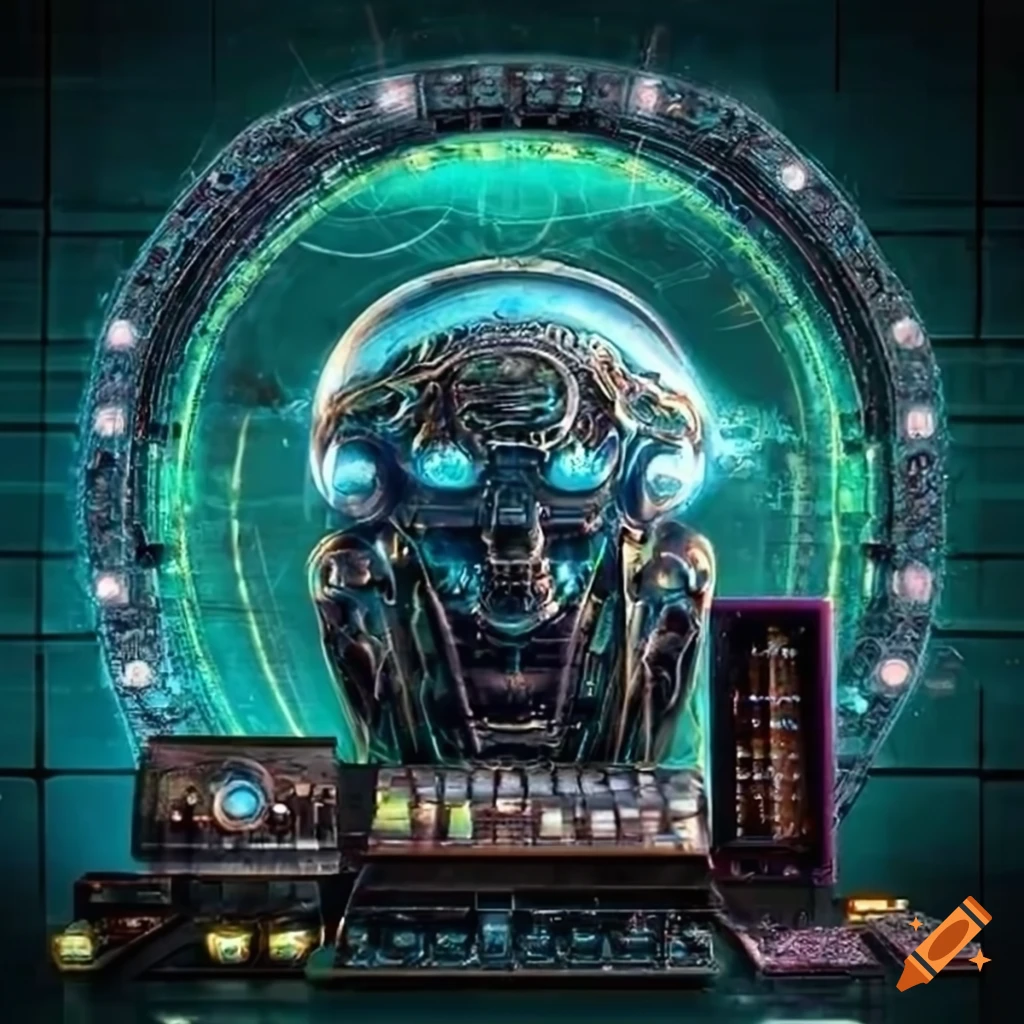 Surrealist alien machines and spaceship artwork on Craiyon