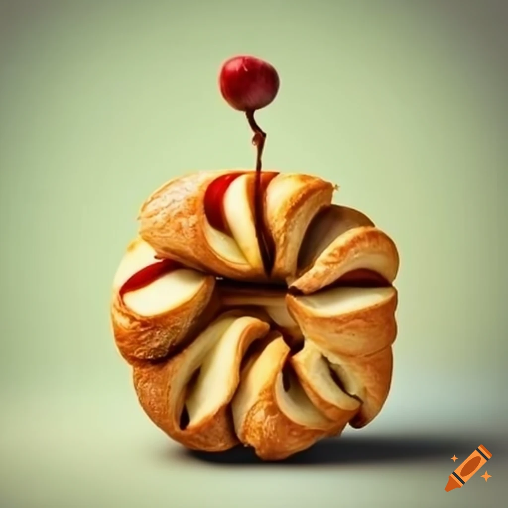 Symbolic apple pastry representing complex human existence