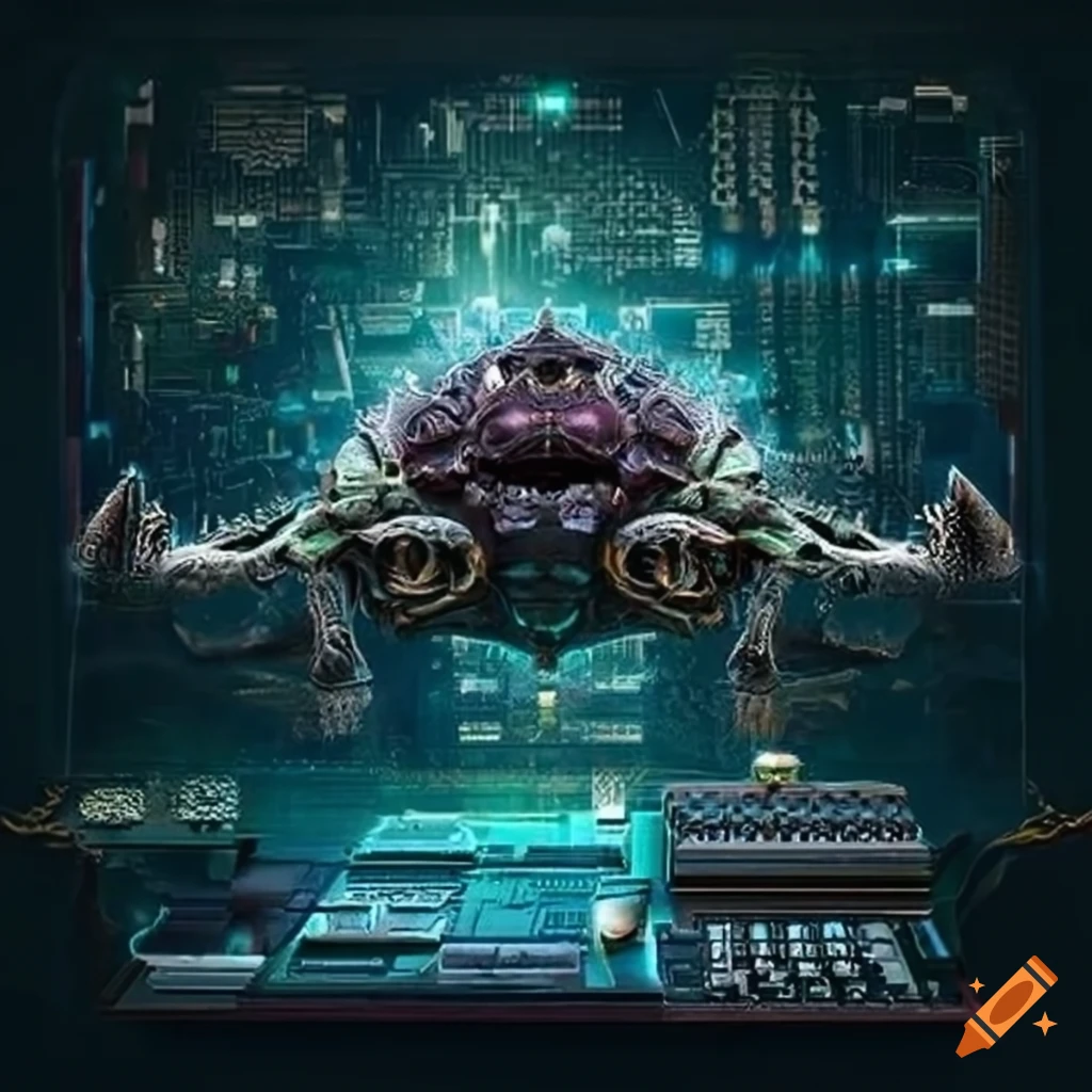 Surreal image of alien machines and spaceship on Craiyon